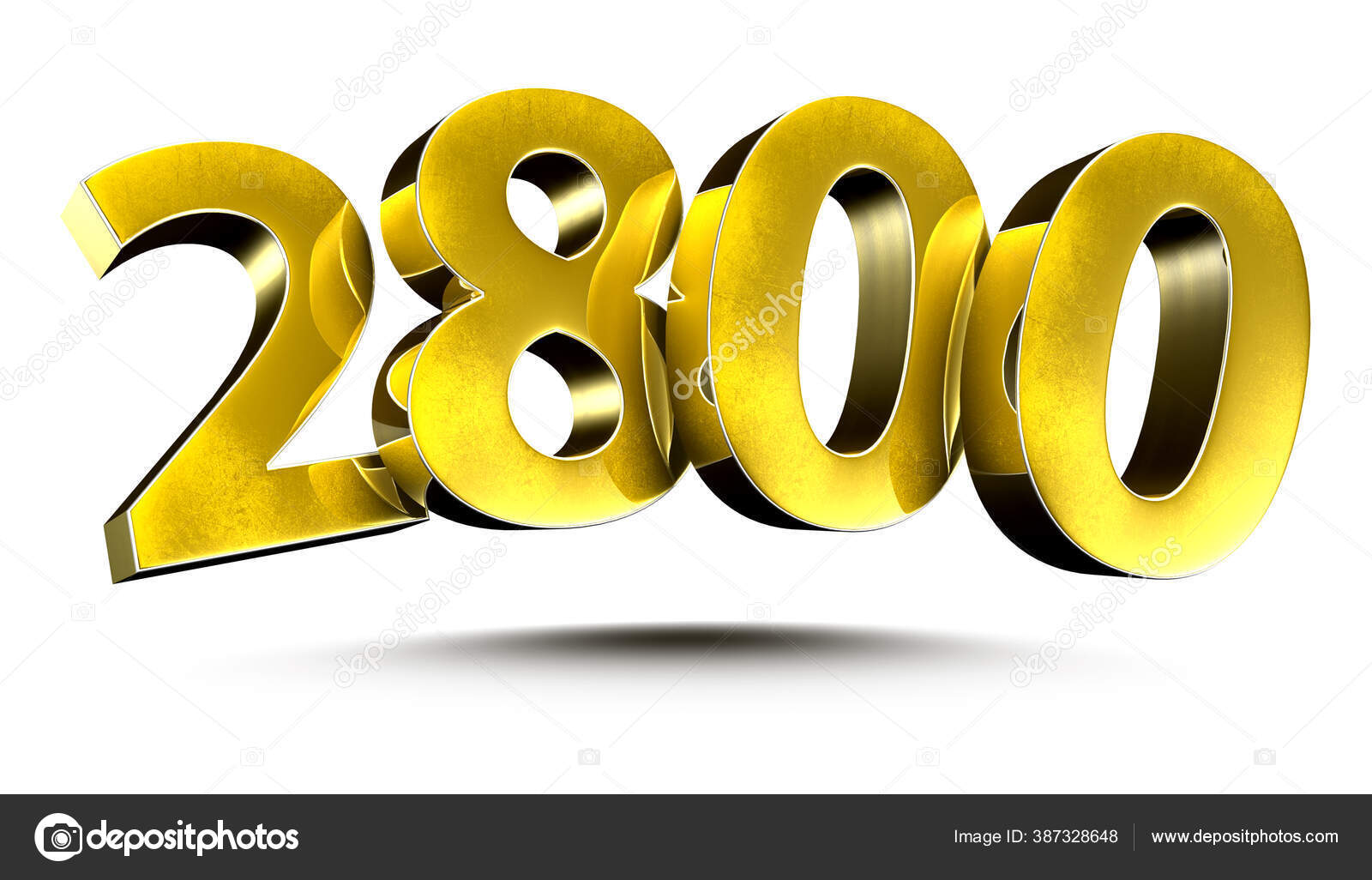 Illustration Numbers 2800 Gold Isolated White Background Clipping Path ...