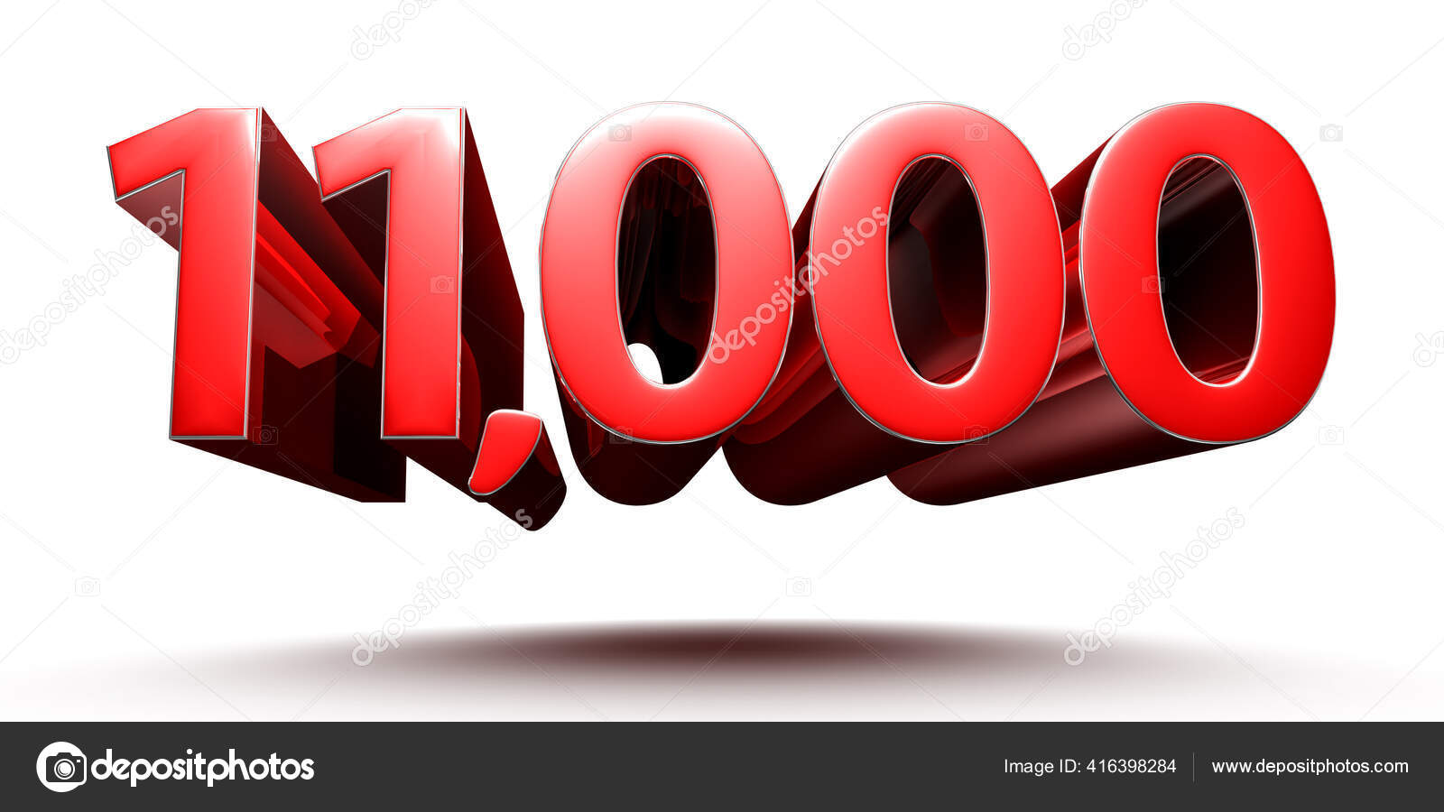 Números Rojos 11000 Aislados Sobre Fondo Blanco Ilustración Renderizado ...