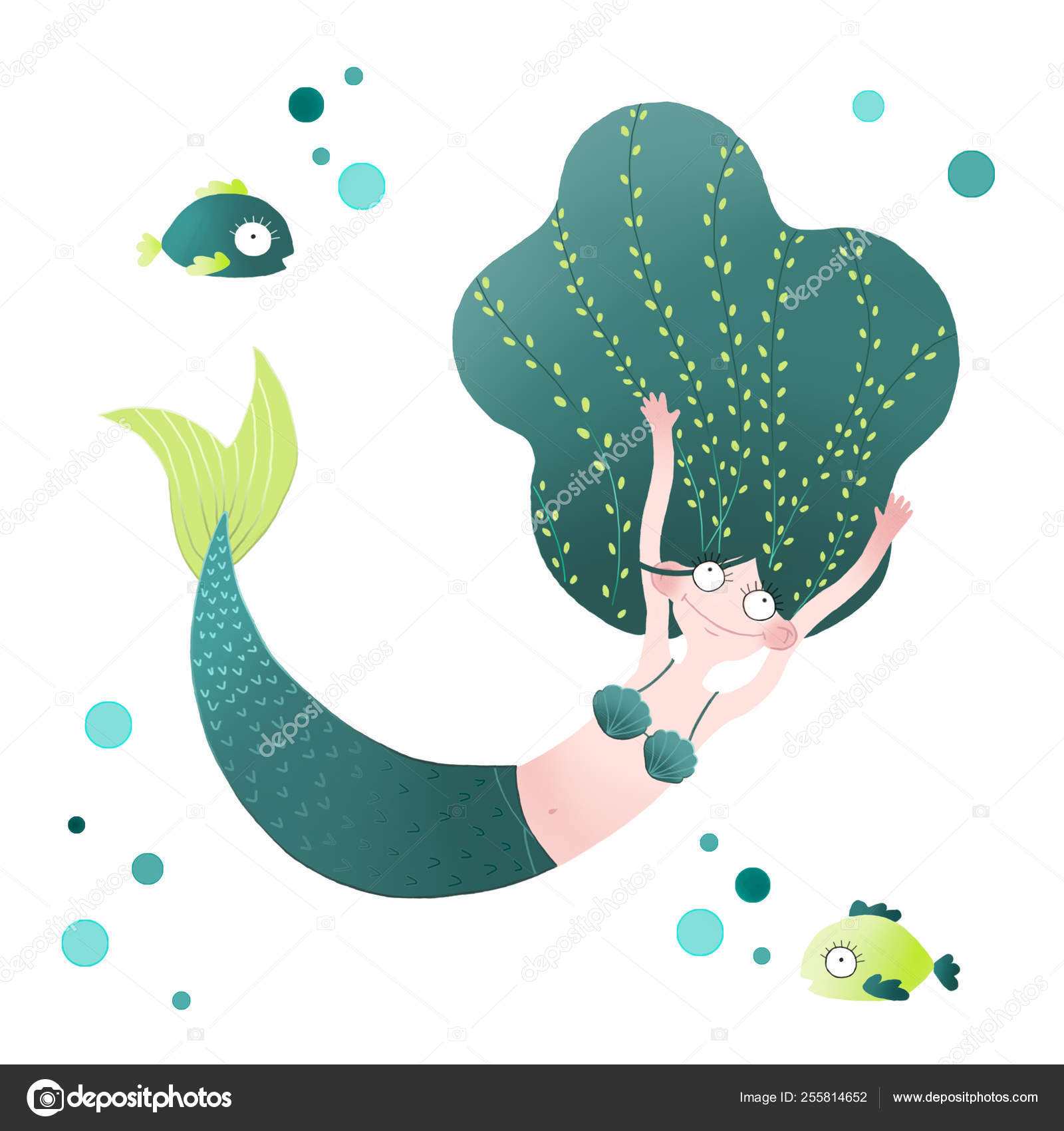 Cute Mermaid Fish Stock Illustration by ©MariaVoloshchenko #255814652