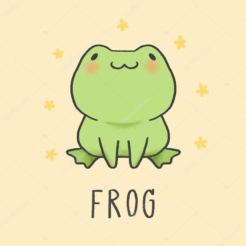 Lindo estilo dibujado a mano rana de dibujos animados 2024
