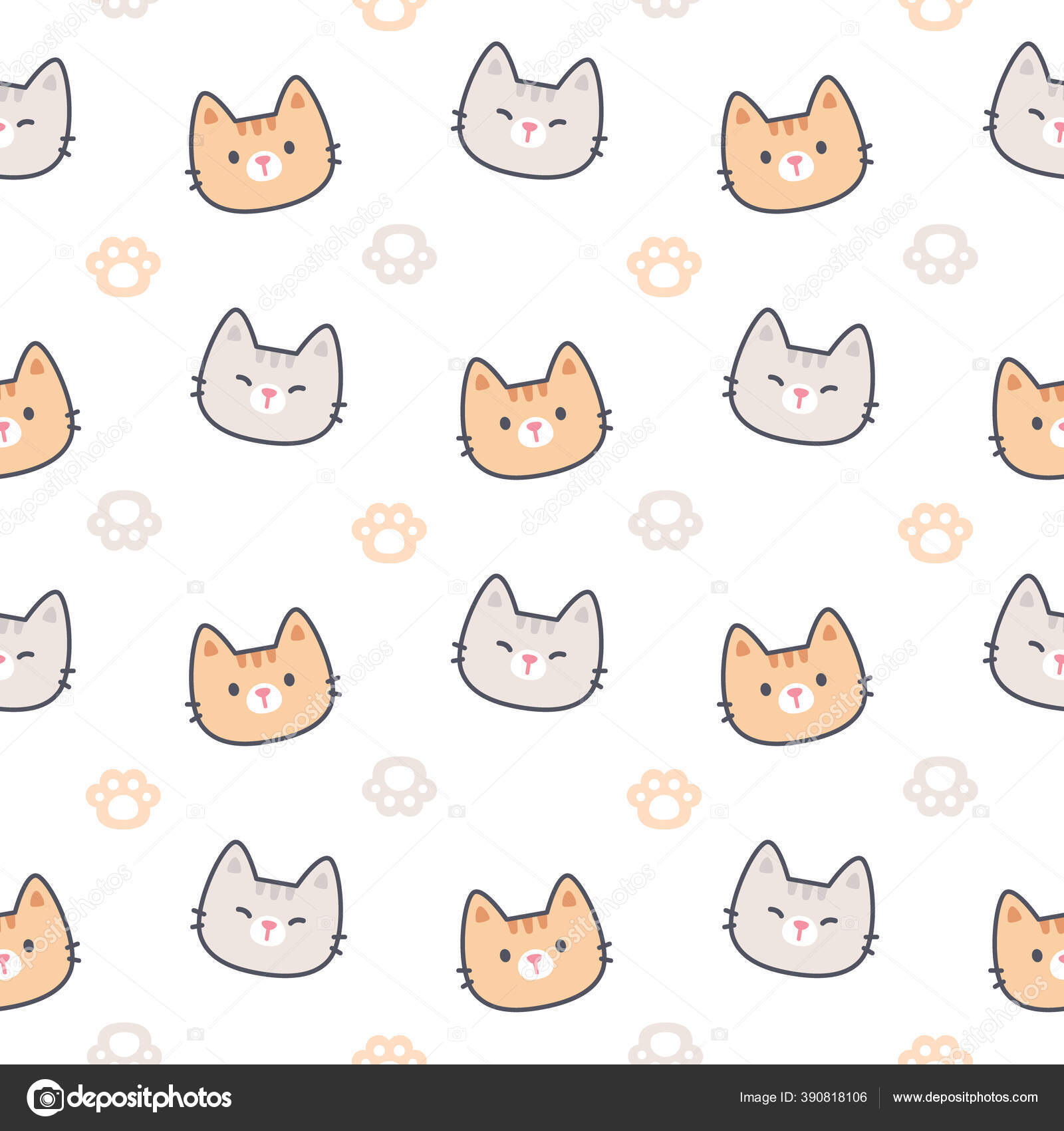 Cat Paws Footprint Seamless Background Repeating Pattern Wallpaper ...