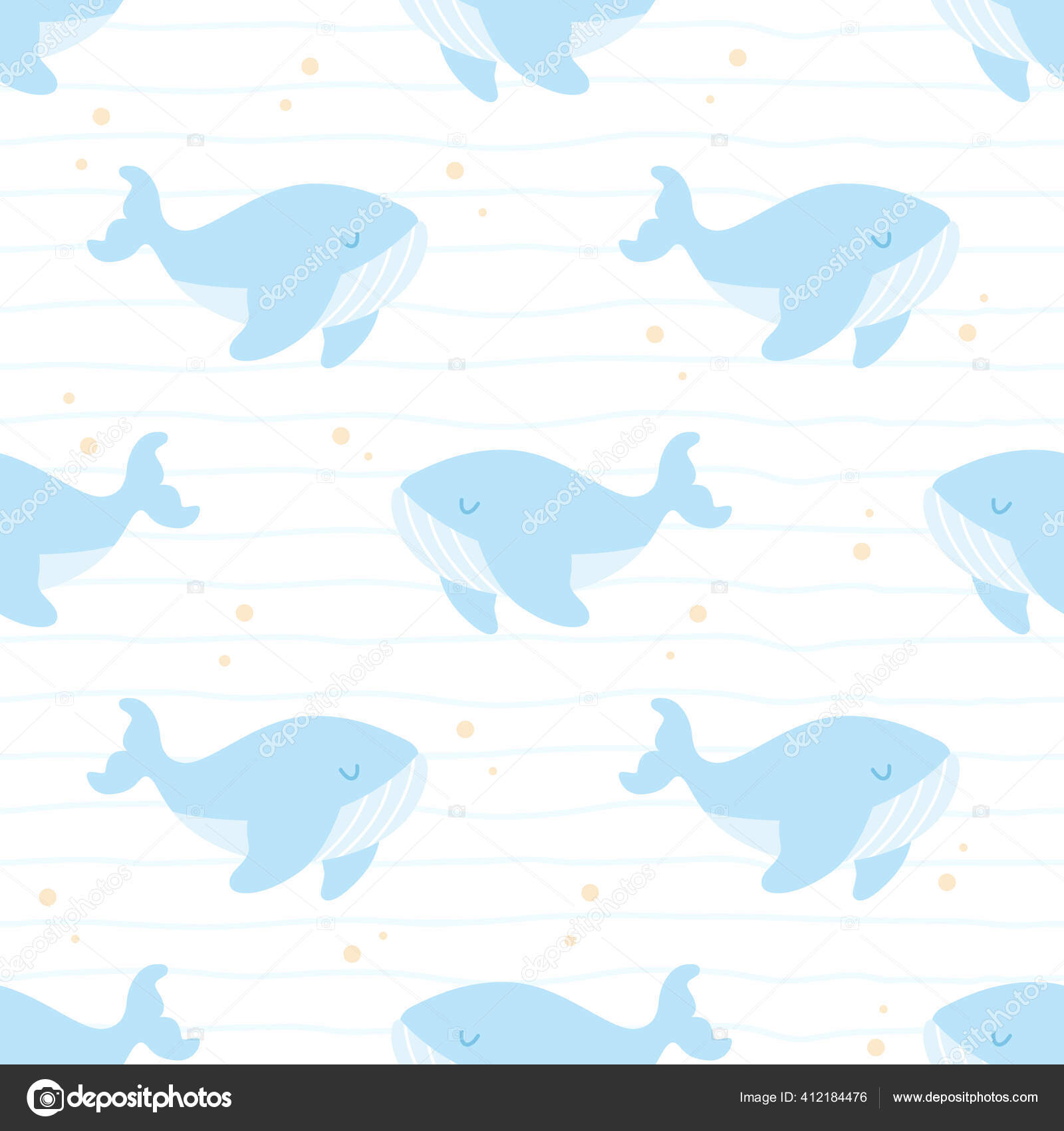 Cute Whale Pattern Wallpaper