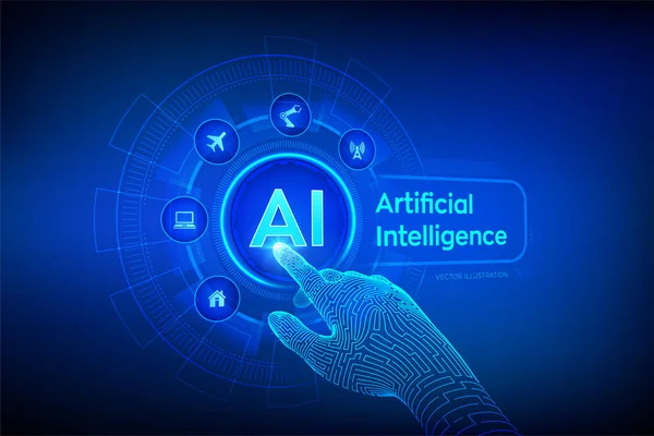 AI. Artificial Intelligence Logo in hand. Artificial Intelligence and Machine Learning Concept ...