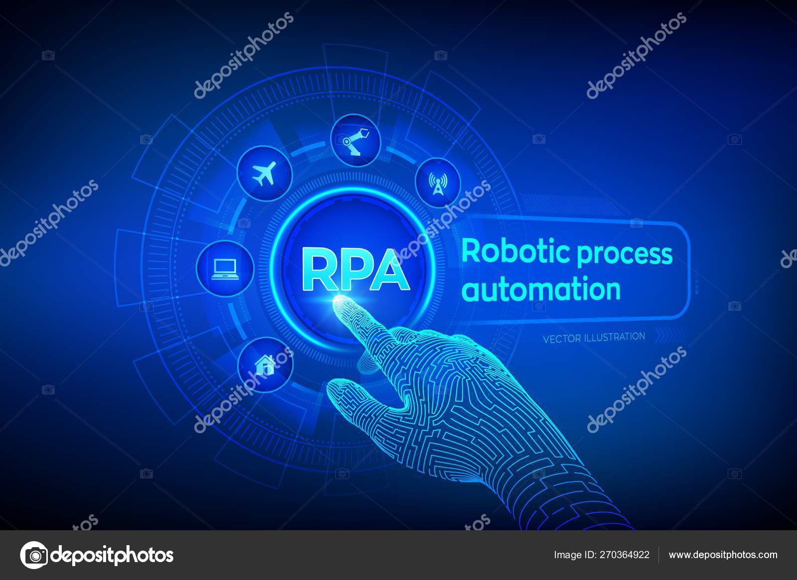RPA Robotic process automation innovation technology concept on virtual ...