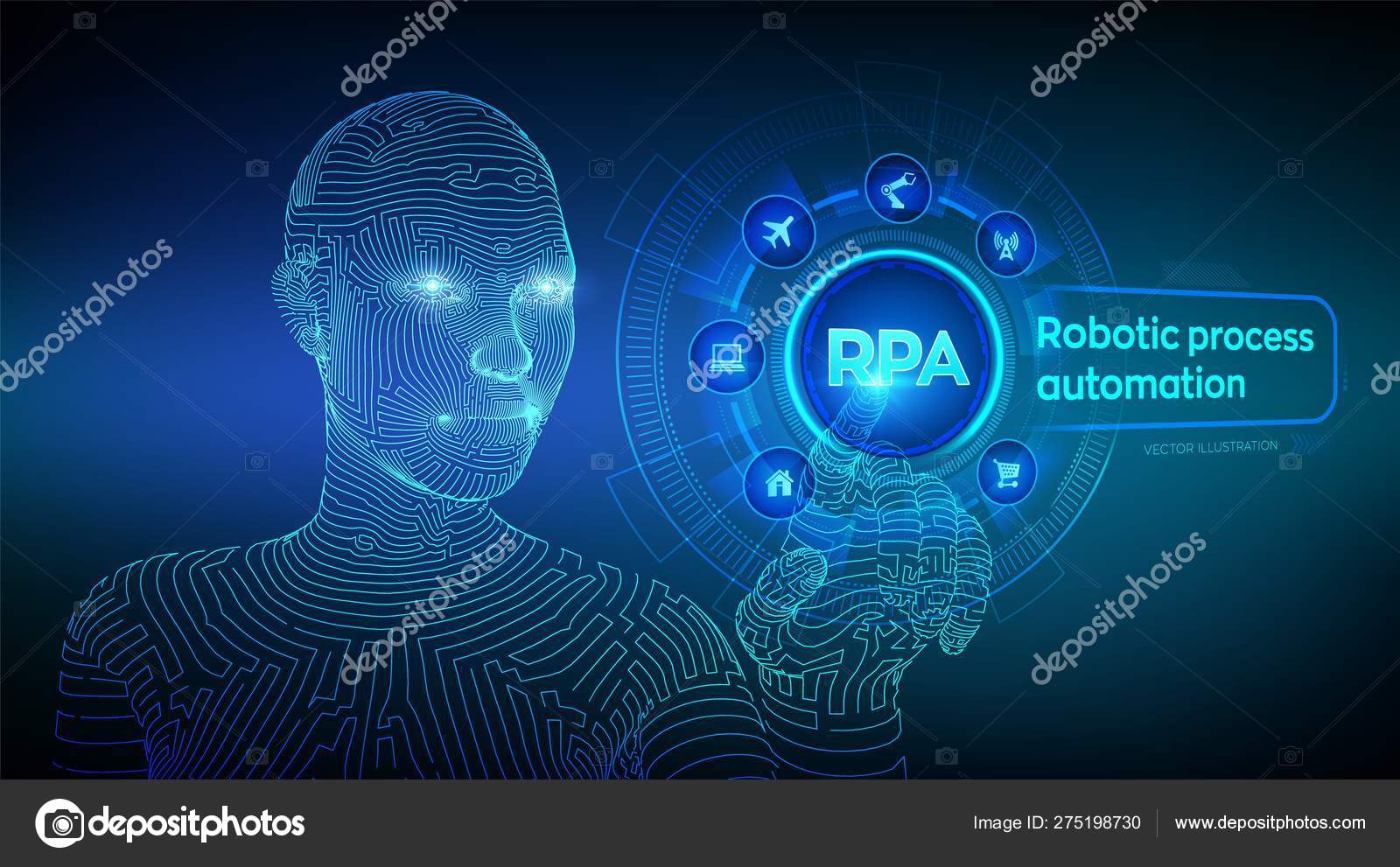 RPA Robotic process automation innovation technology concept on virtual ...