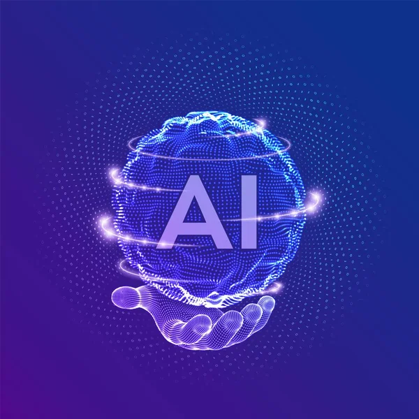 AI. Artificial Intelligence Logo in hand. Artificial Intelligence and Machine Learning Concept ...