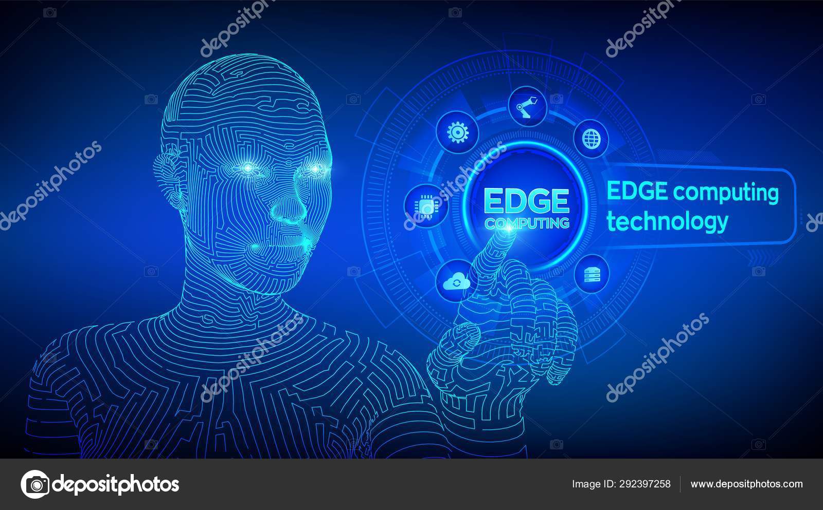 Edge computing modern IT technology on virtual screen concept. Edge ...