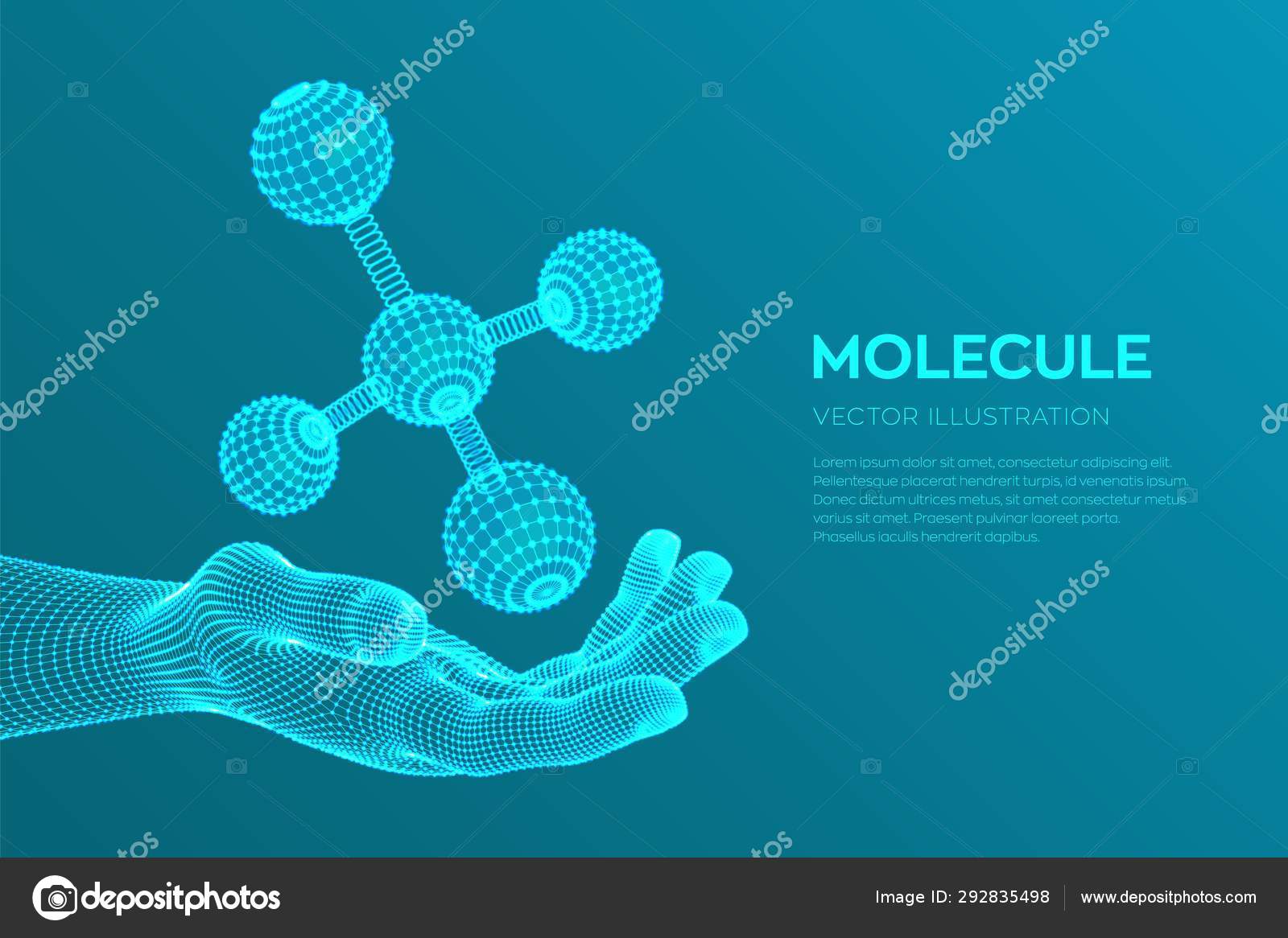 Molekula v ruce. DNA, Atom, neurony. Molekuly a chemické vzorce. 3D ...