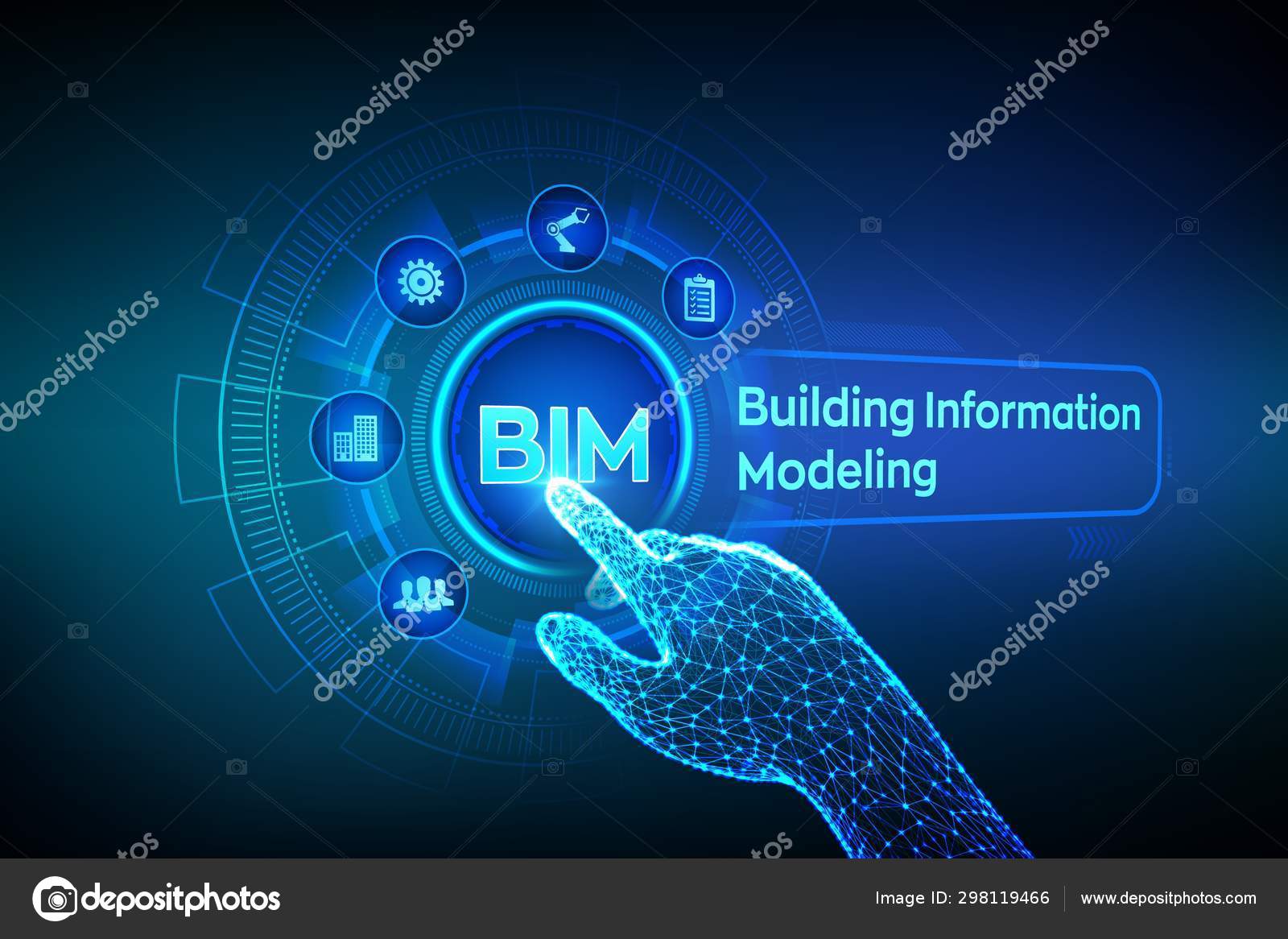 BIM. Building Information Modeling Technology concept on virtual screen ...