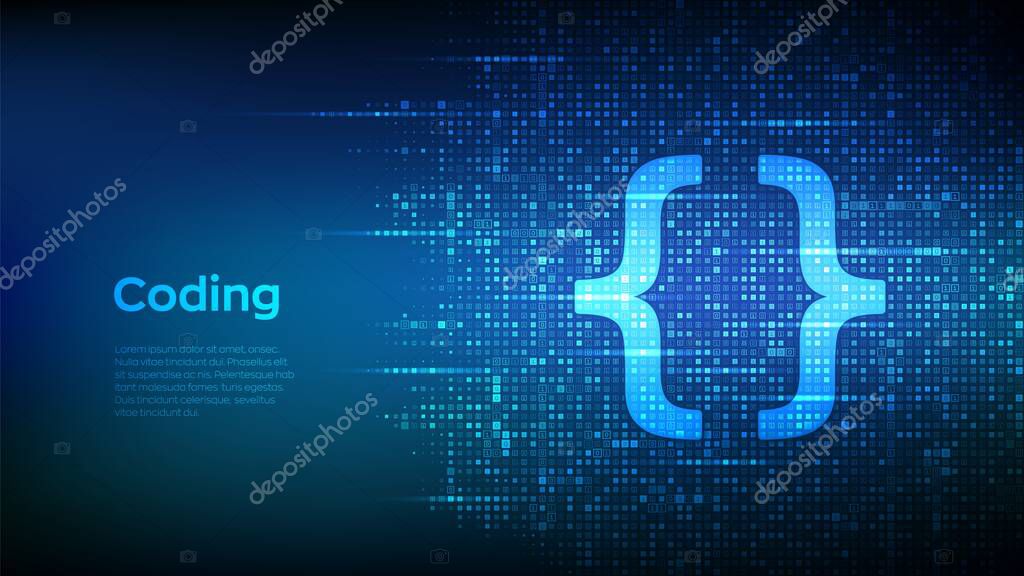 Código de programación. Codificación o fondo Hacker. Icono de código de ...