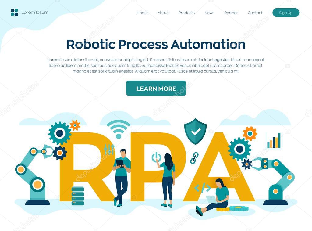 RPA Concepto de tecnología de innovación de automatización de procesos ...