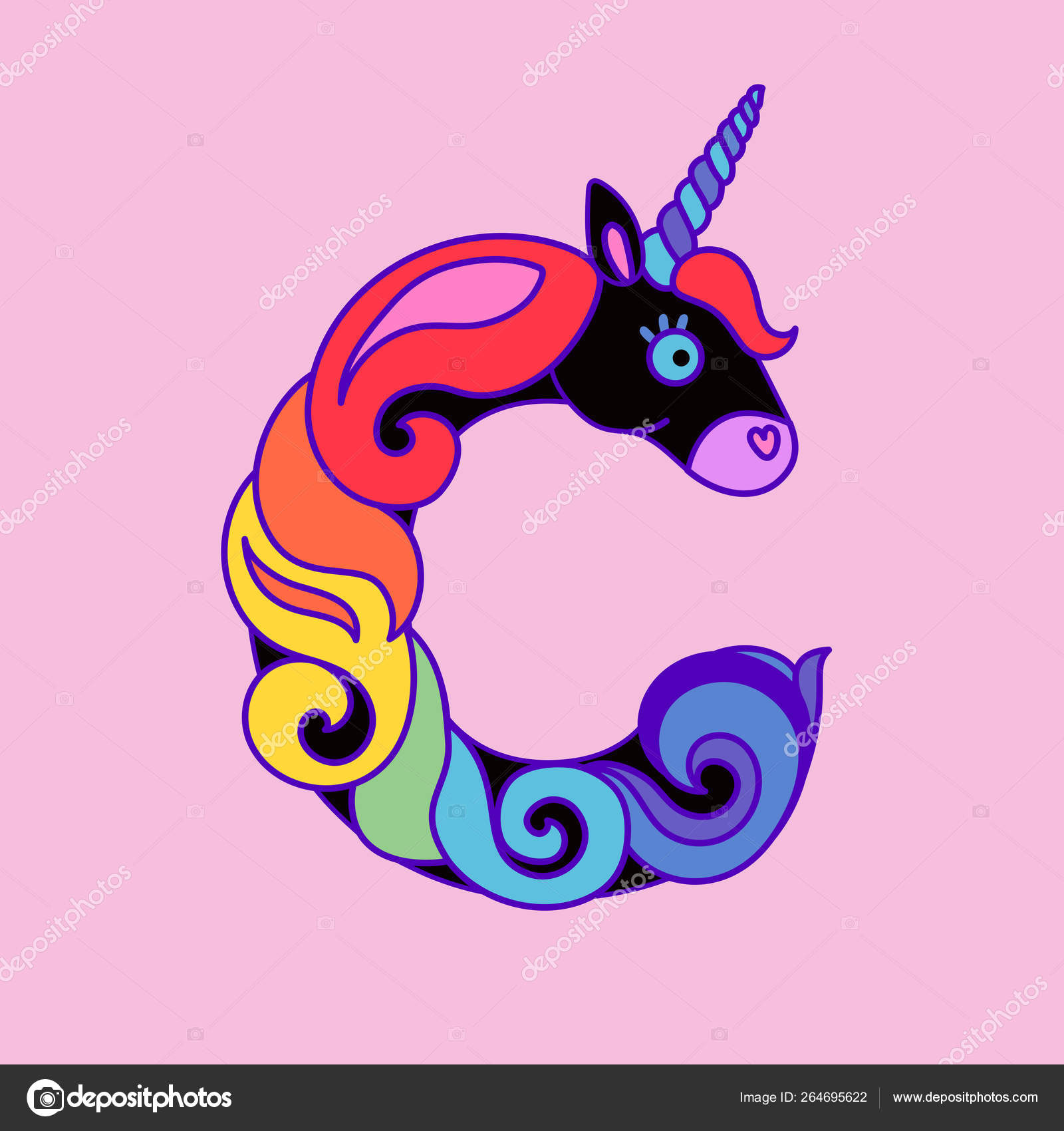 Letter Black Unicorn Written Unicorns Letter Style Unicorn Fairytale ...