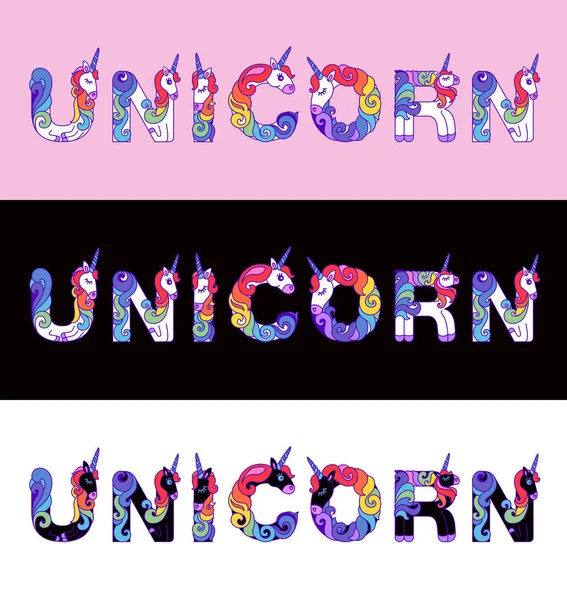 Word Unicorn Written Unicorn Letters Written Unicorns Letters Style ...