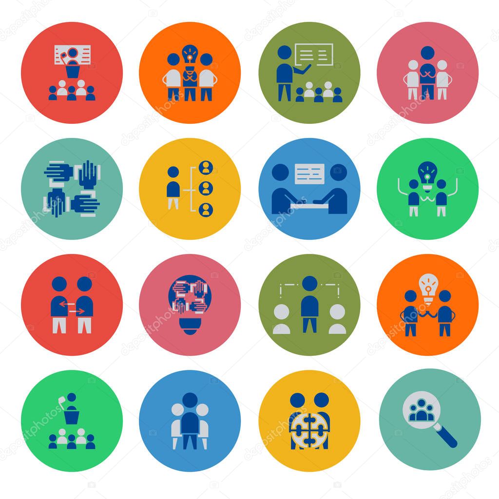 Simple conjunto de icono de trabajo en equipo. vector de estilo plano ... Simple conjunto de icono de trabajo en equipo. vector de estilo plano ...