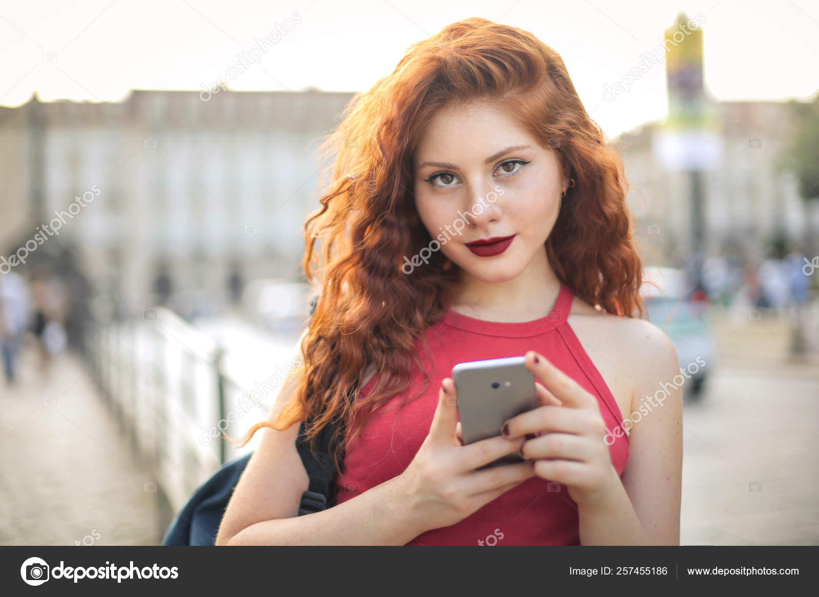 Cute Young Girl Checking Her Smart Phone ⬇ Stock Photo, Image by ...