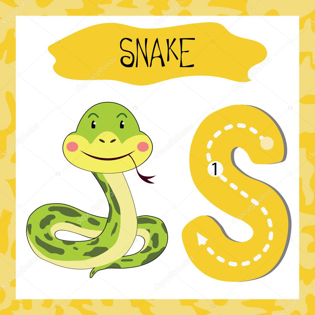 Letra S mayúsculas lindos niños colorido zoológico y animales ABC ...