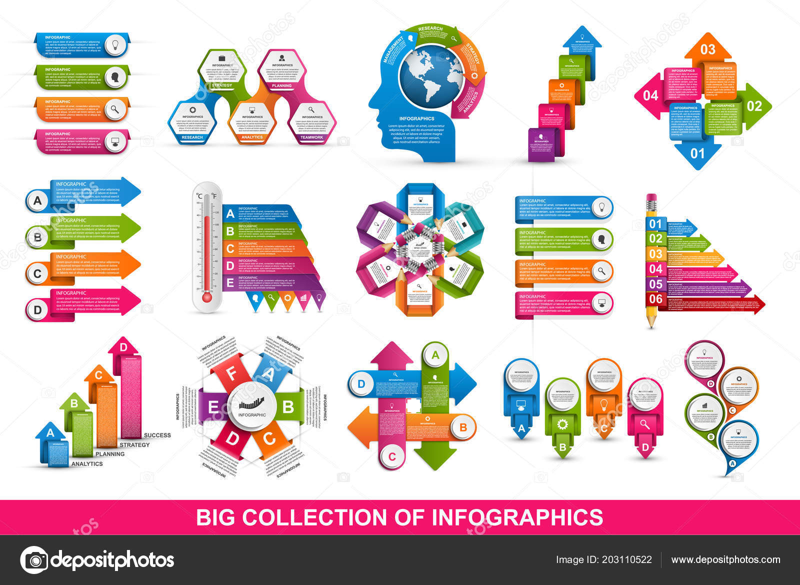 Collection Infographics Design Elements Infographics Business Presentations Information Banner ...