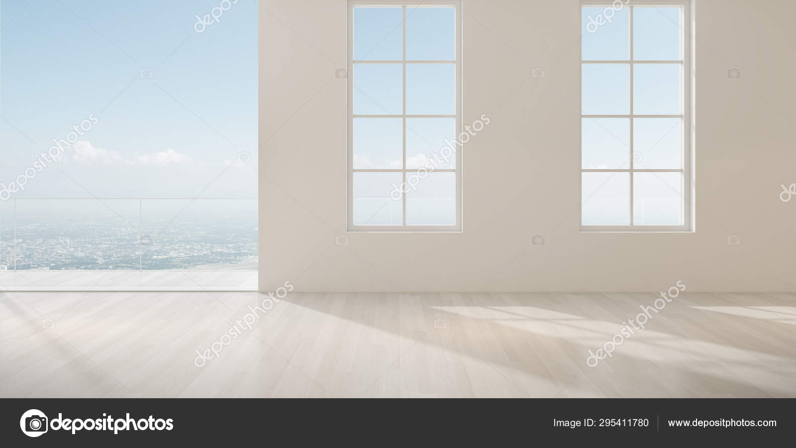 Perspective Empty Modern Living Room Sea View Background Sun Light ...