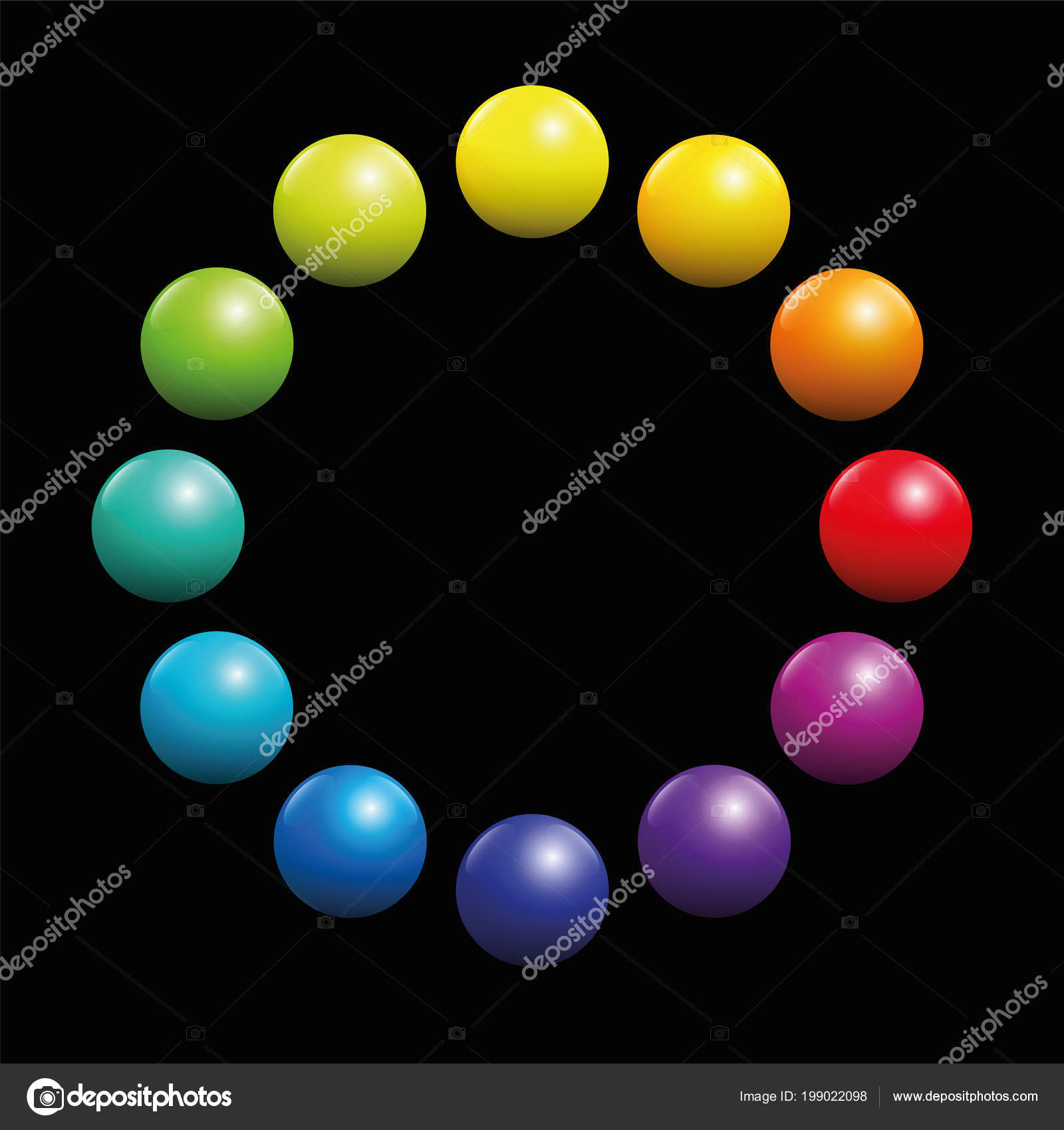 Color Spectrum Circle Formed Twelve Rainbow Colored Balls Illustration ...