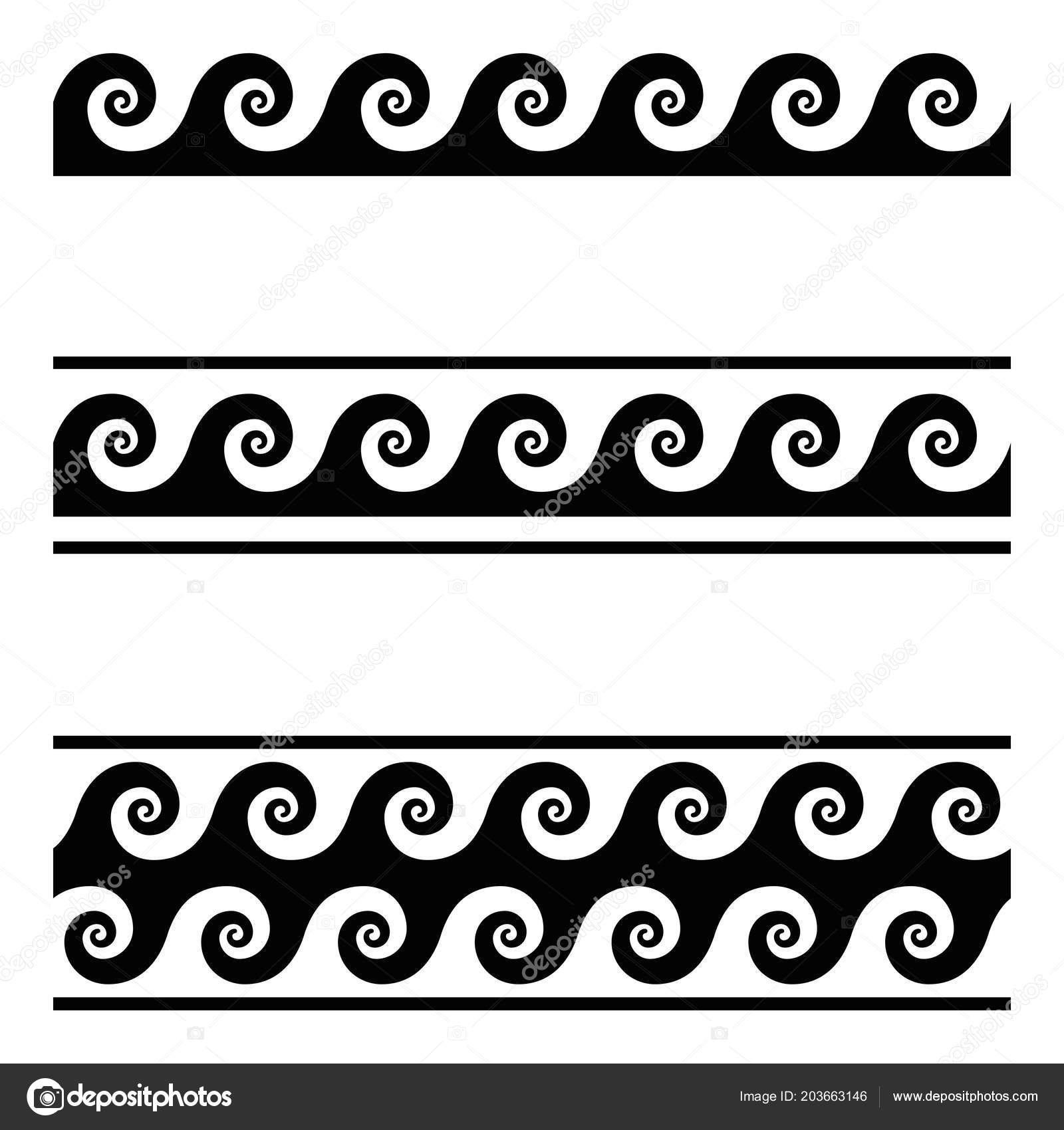 Running Dog Pattern Seamless Meander Design White Continuous Waves ...