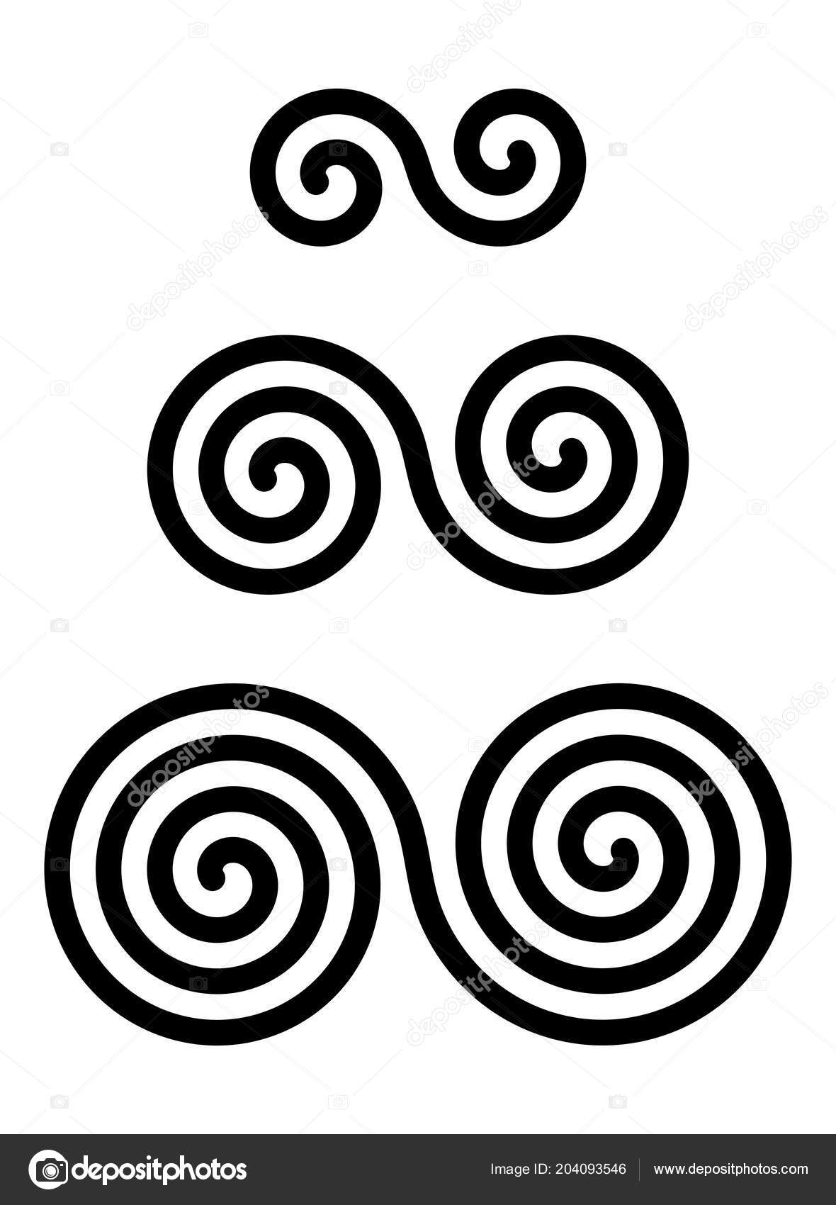 Three Interlocked Double Spirals White Combined Spirals Two Three Four ...