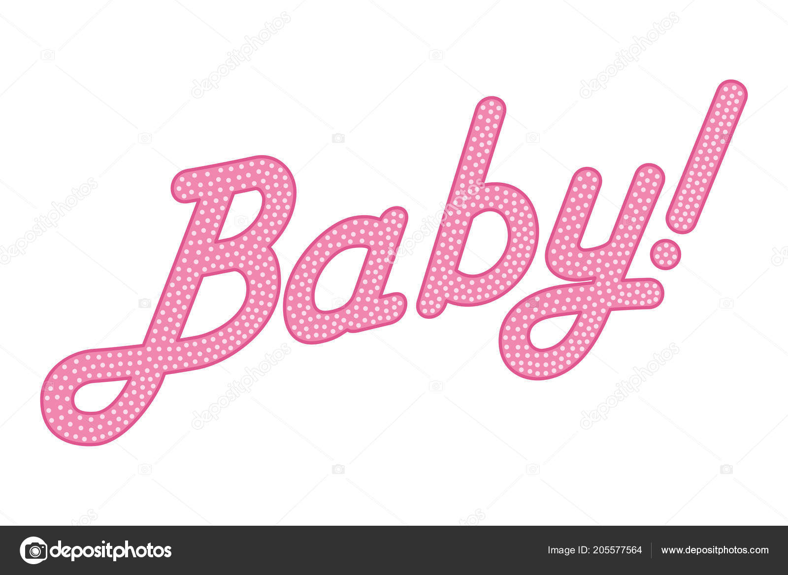 Cursive Lettering Word Baby Callsign Pink Colored Bright Small Dots ...