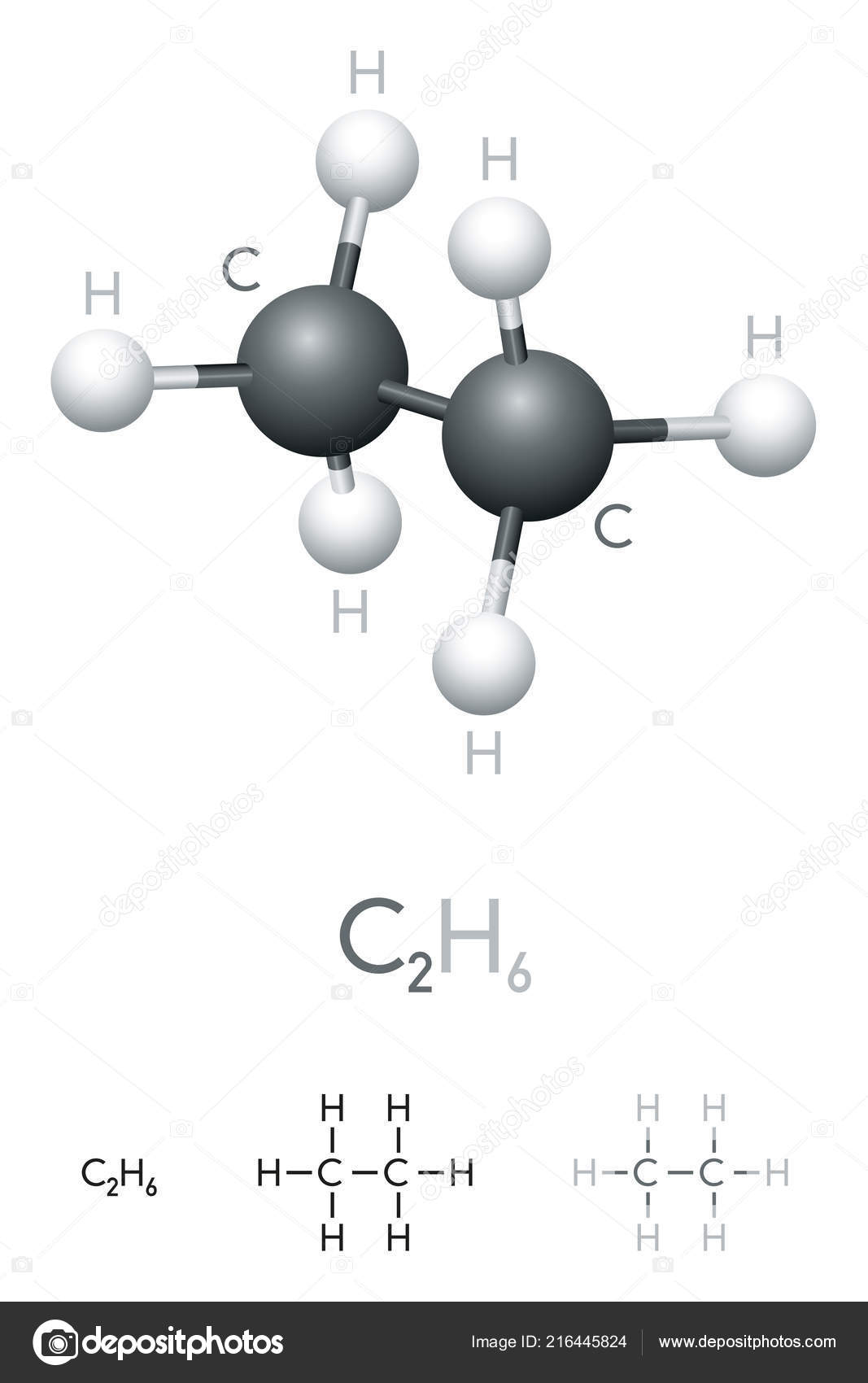 Ethane C2H6 Molecule Model Chemical Formula Organic Chemical Compound ...