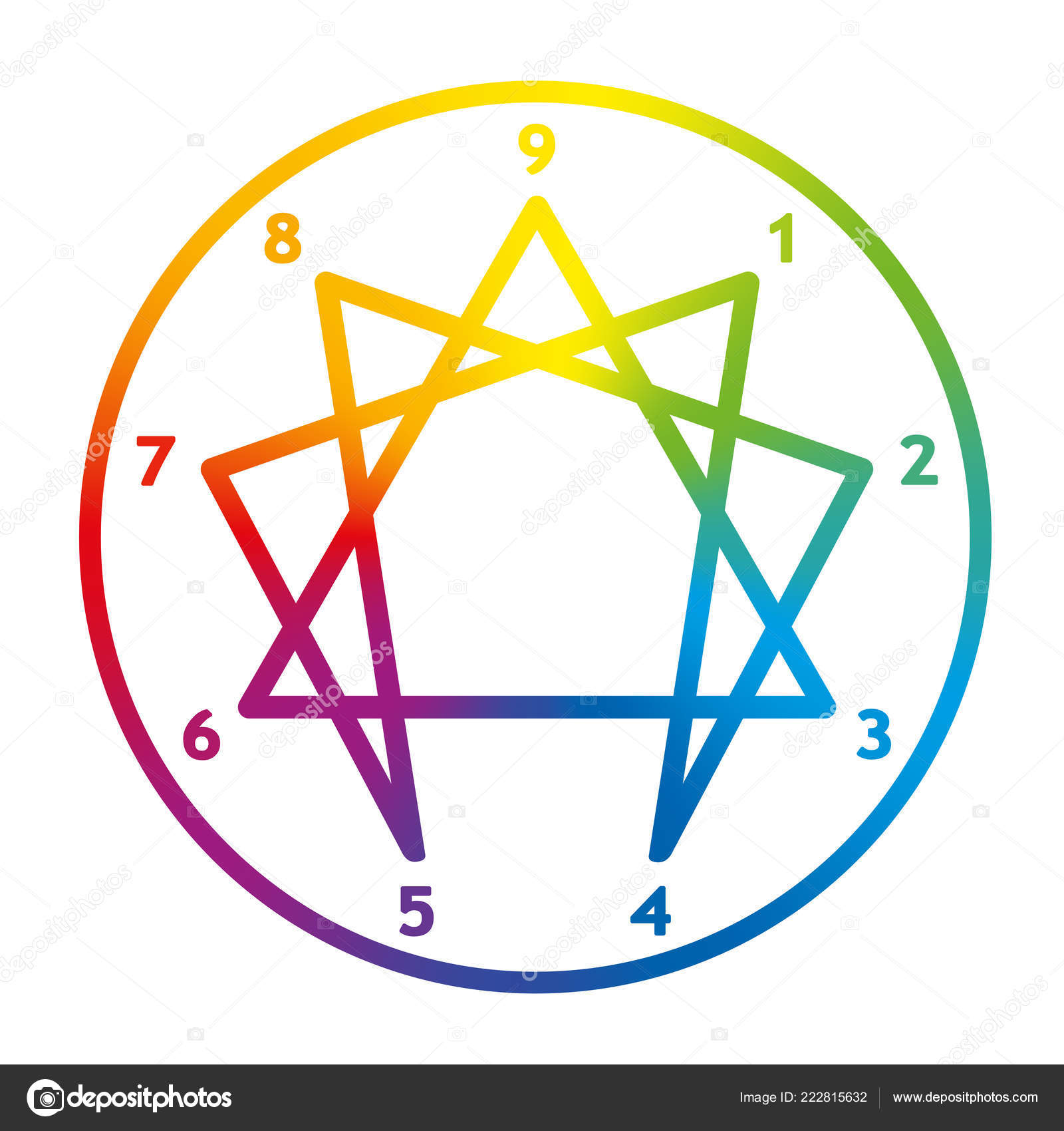 Enneagram Personality Sign Logo Pictogram Nine Numbers Ring Typical ...