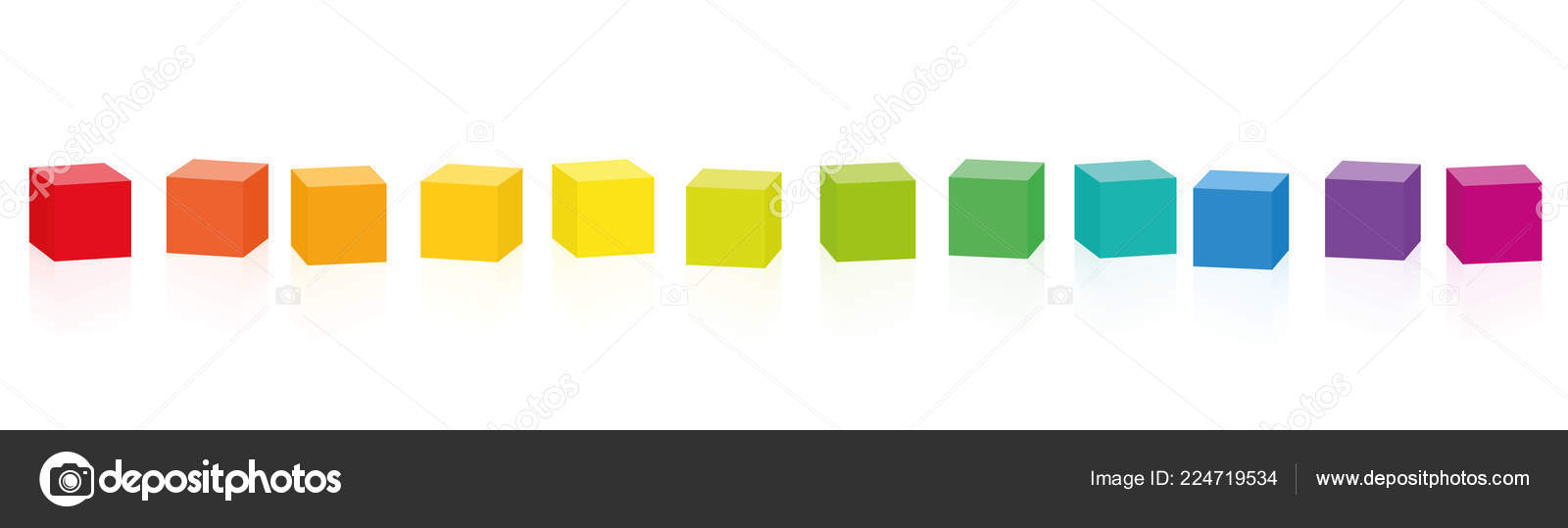 Colorful Cubes Set Rainbow Colored Cubes Row Isolated Vector ...