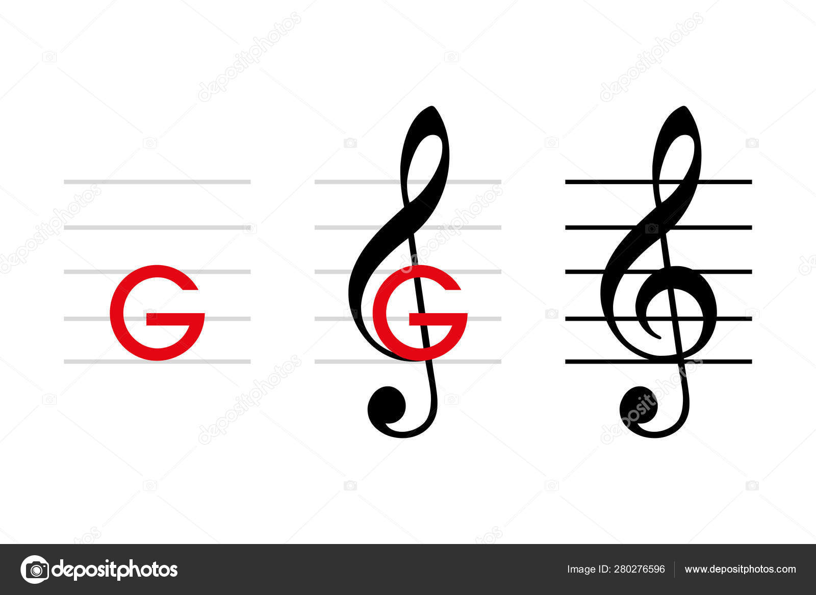 G-clef and treble clef development — Stock Vector © Furian #280276596