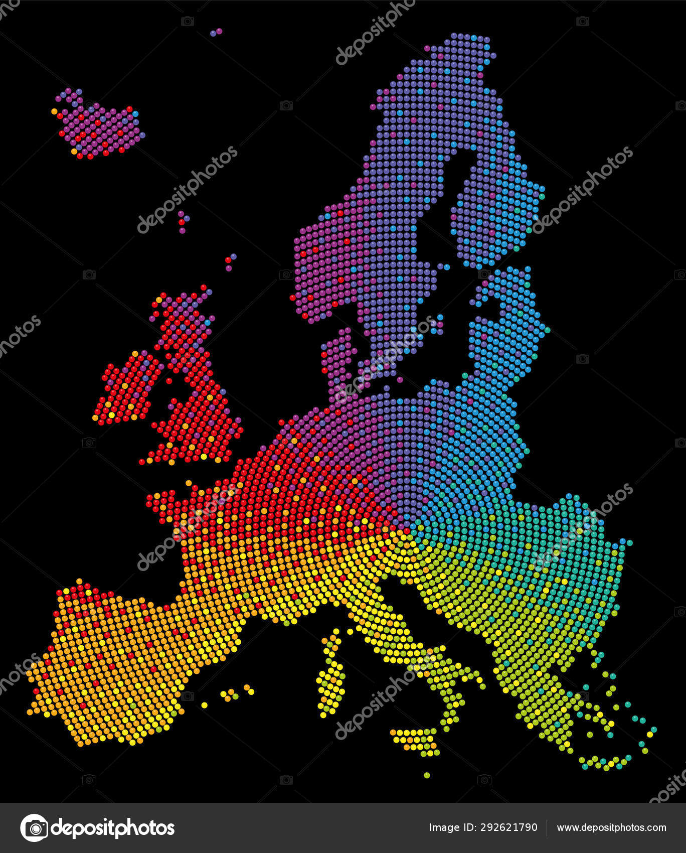 Rainbow colored Europe map. Symbol for a multicultural, tolerant ...