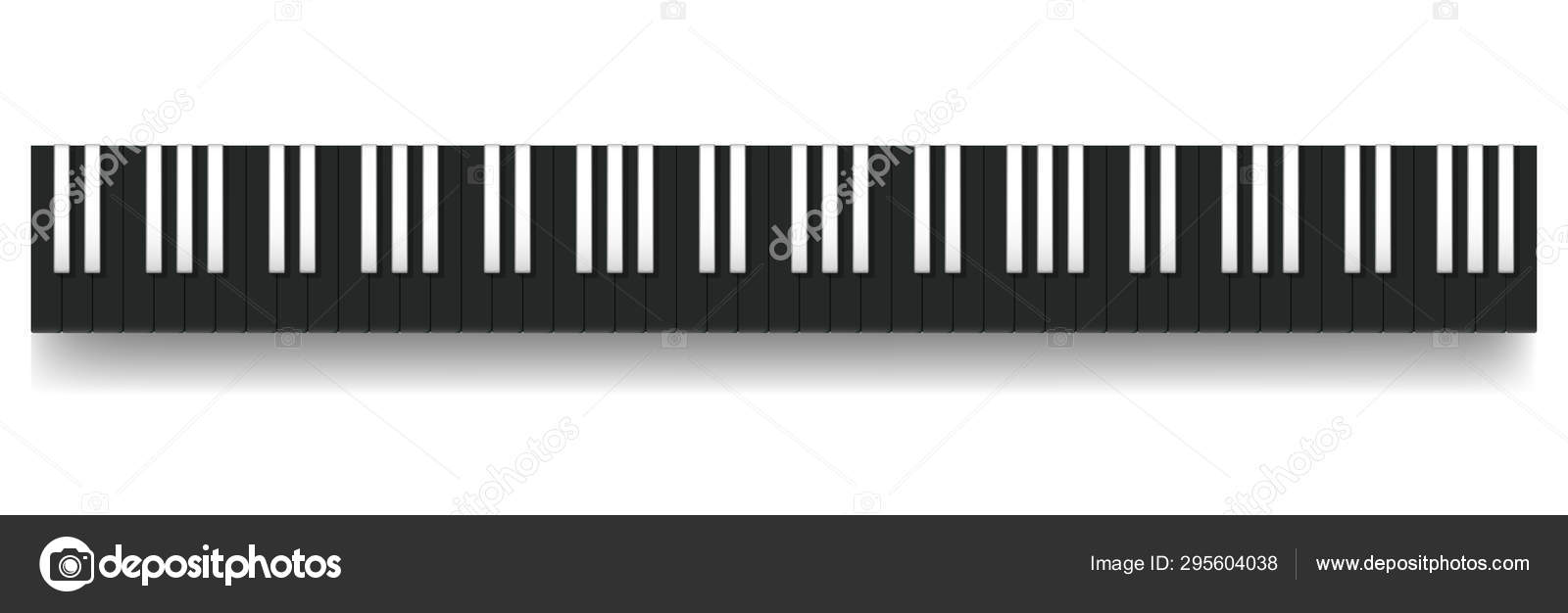 Inverse piano keyboard with reverse black and white keys, top view ...