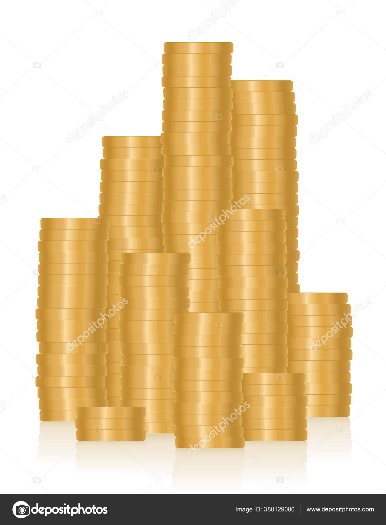 Stacked Coins Twelve Increasing Money Towers Symbol Success Salary ...