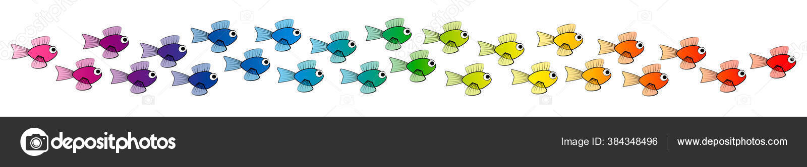Rainbow Colored School Fish Gradient Color Spectrum Isolated Vector ...