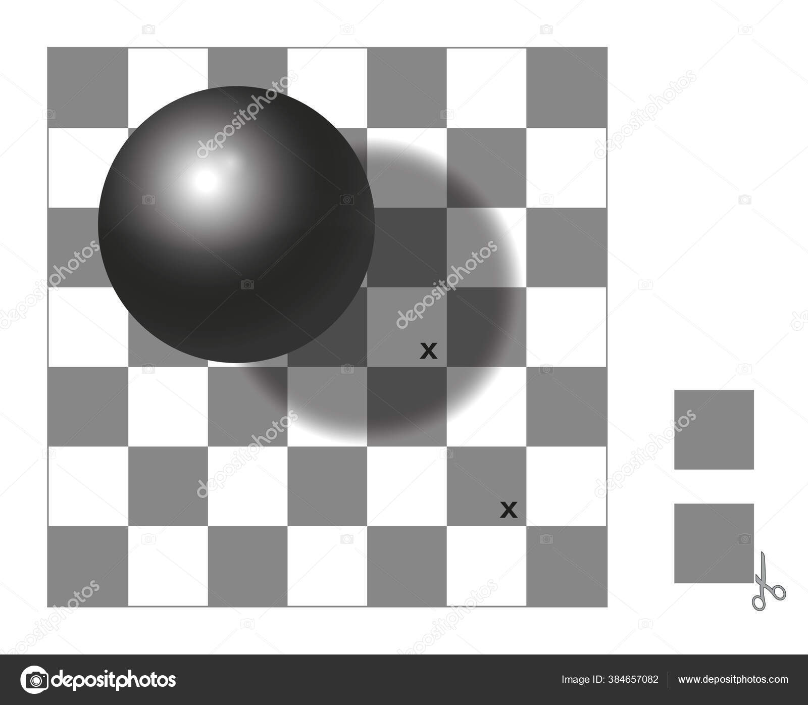 Optical Illusion Checker Shadow Illusion Two Squares Mark Same Shade ...