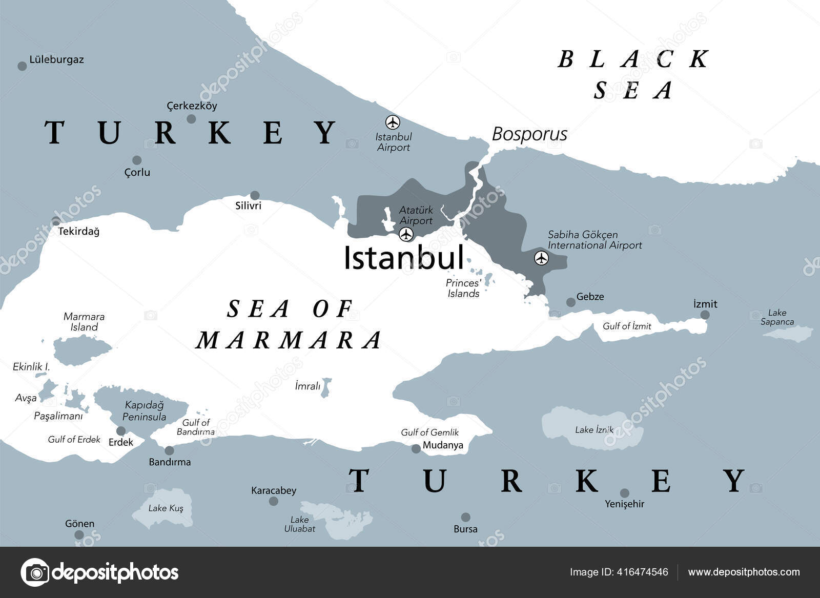 Bosporus Strait On A Map