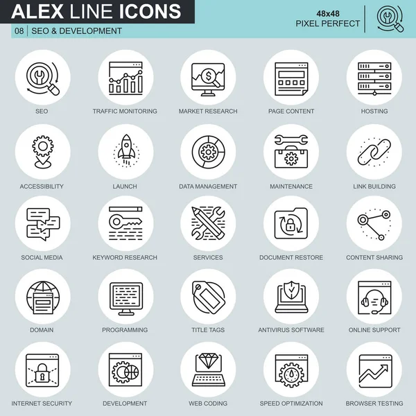 Thin line digital marketing icons — Stock Vector © alexdndz #141023292