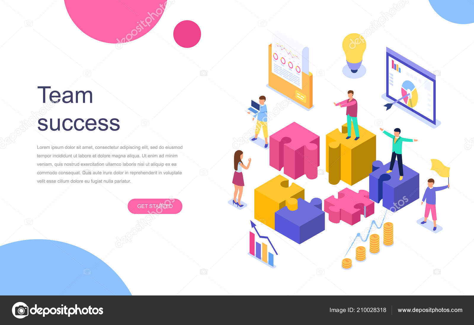 Modern Flat Design Isometric Concept Team Success Banner Website ...