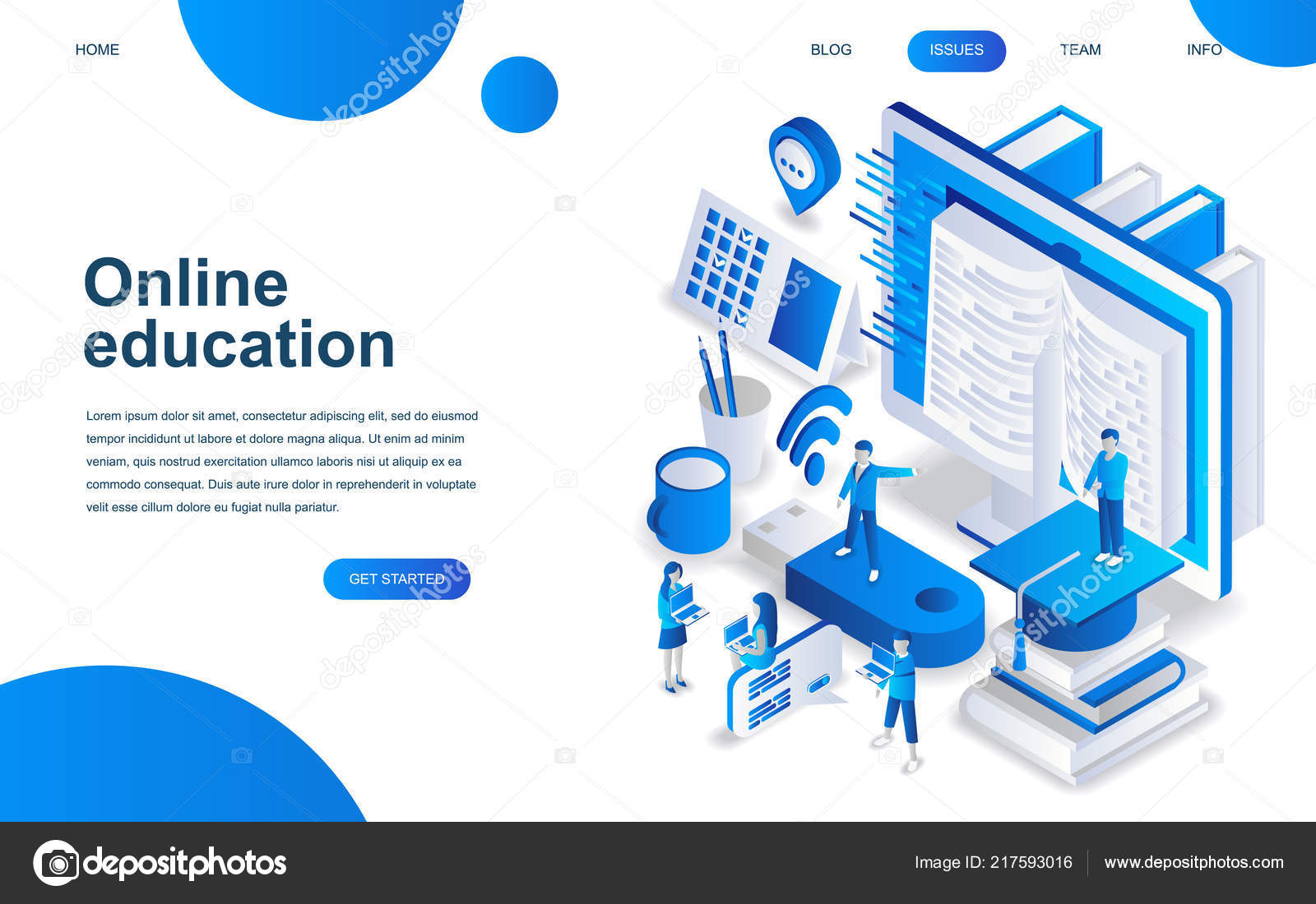 Modern Isometric Design Concept Online Education Website Mobile Website Development Stock Vector ...
