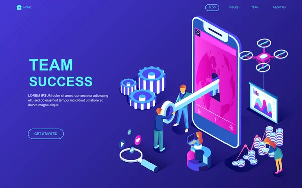 Modern Flat Design Isometric Concept Team Success Banner Website Landing Stock Vector by ...