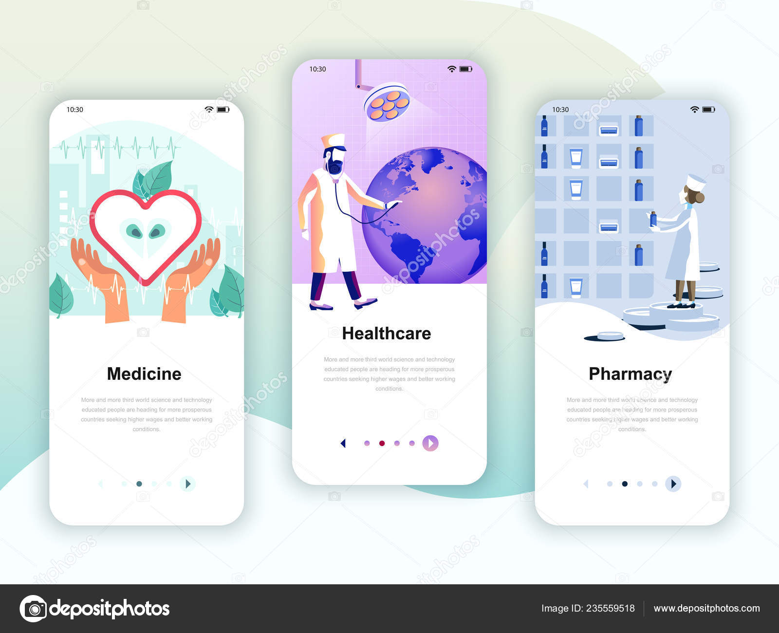 Set Onboarding Screens User Interface Kit Medicine Healthcare Pharmacy ...