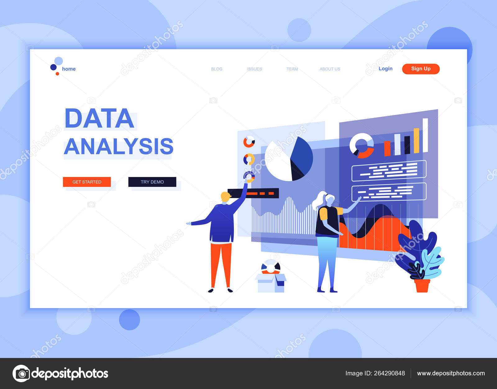 Modern flat web page design template concept of Auditing, Data Analysis ...