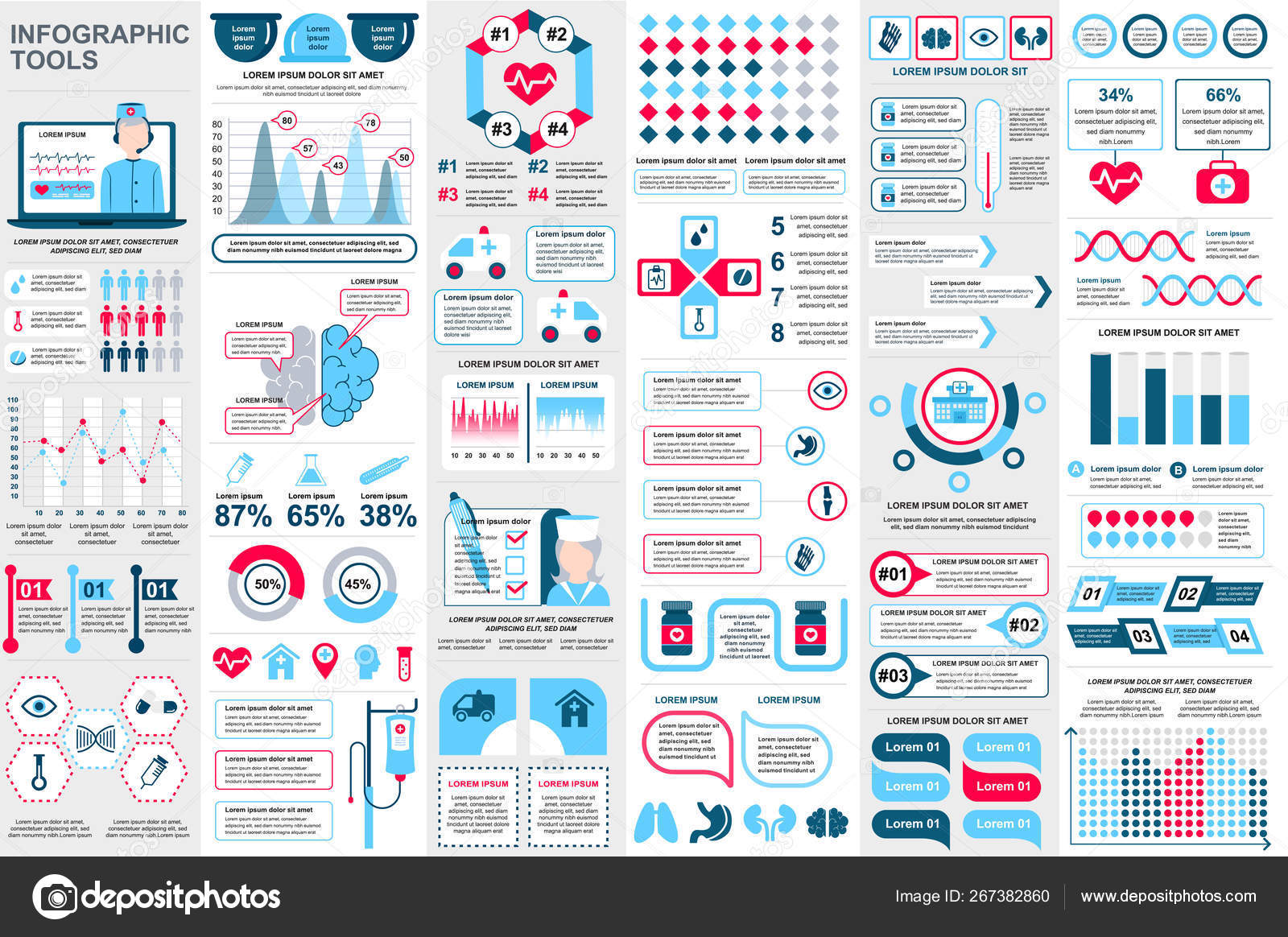 Medical infographic elements data visualization vector design template ...