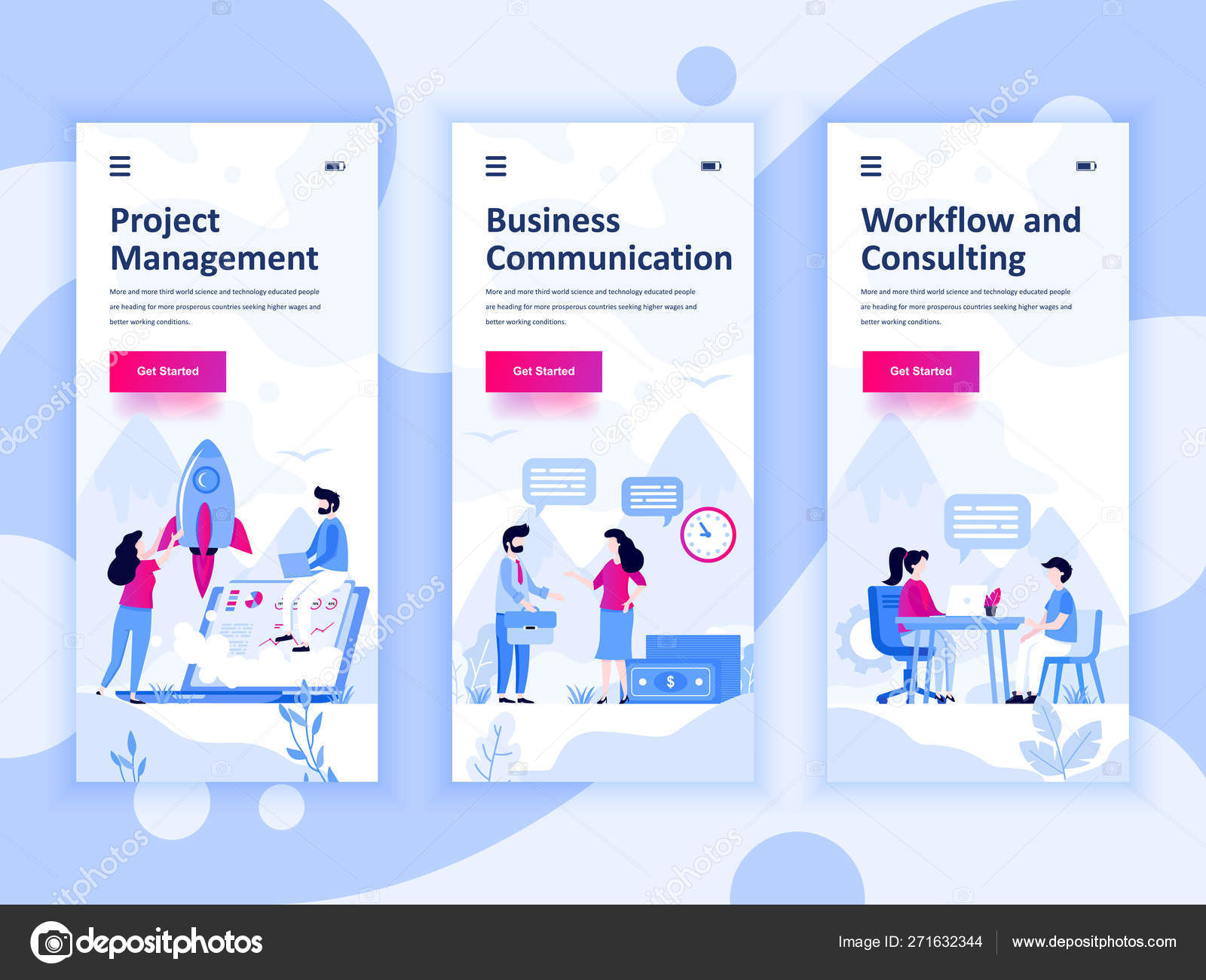 Set of onboarding screens user interface kit for Management ...