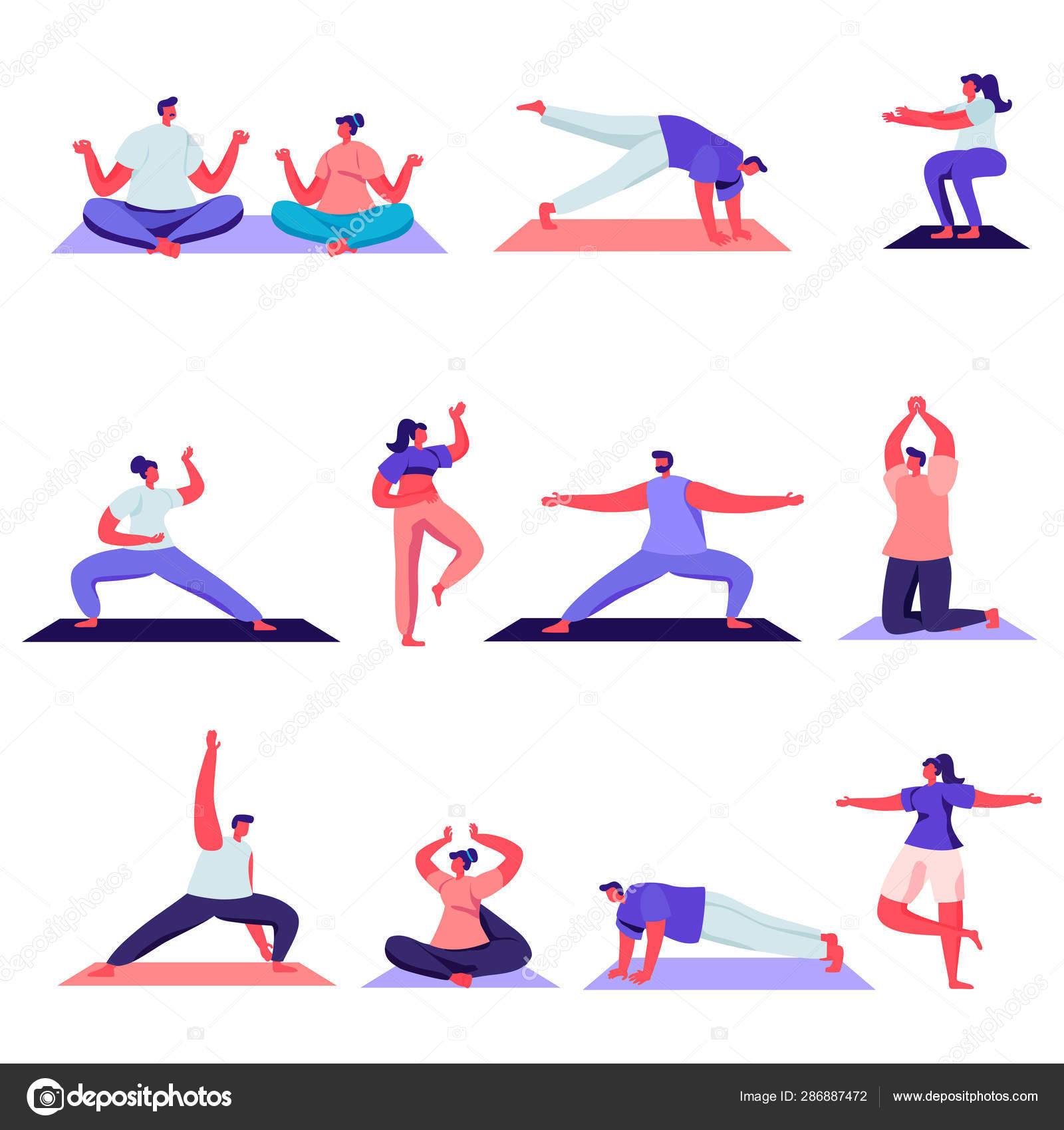 Cartoon People Stretching