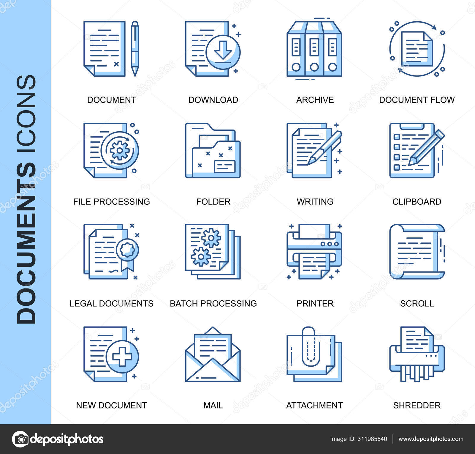 Thin Line Document Related Vector Icons Set for Website and Mobile Site ...