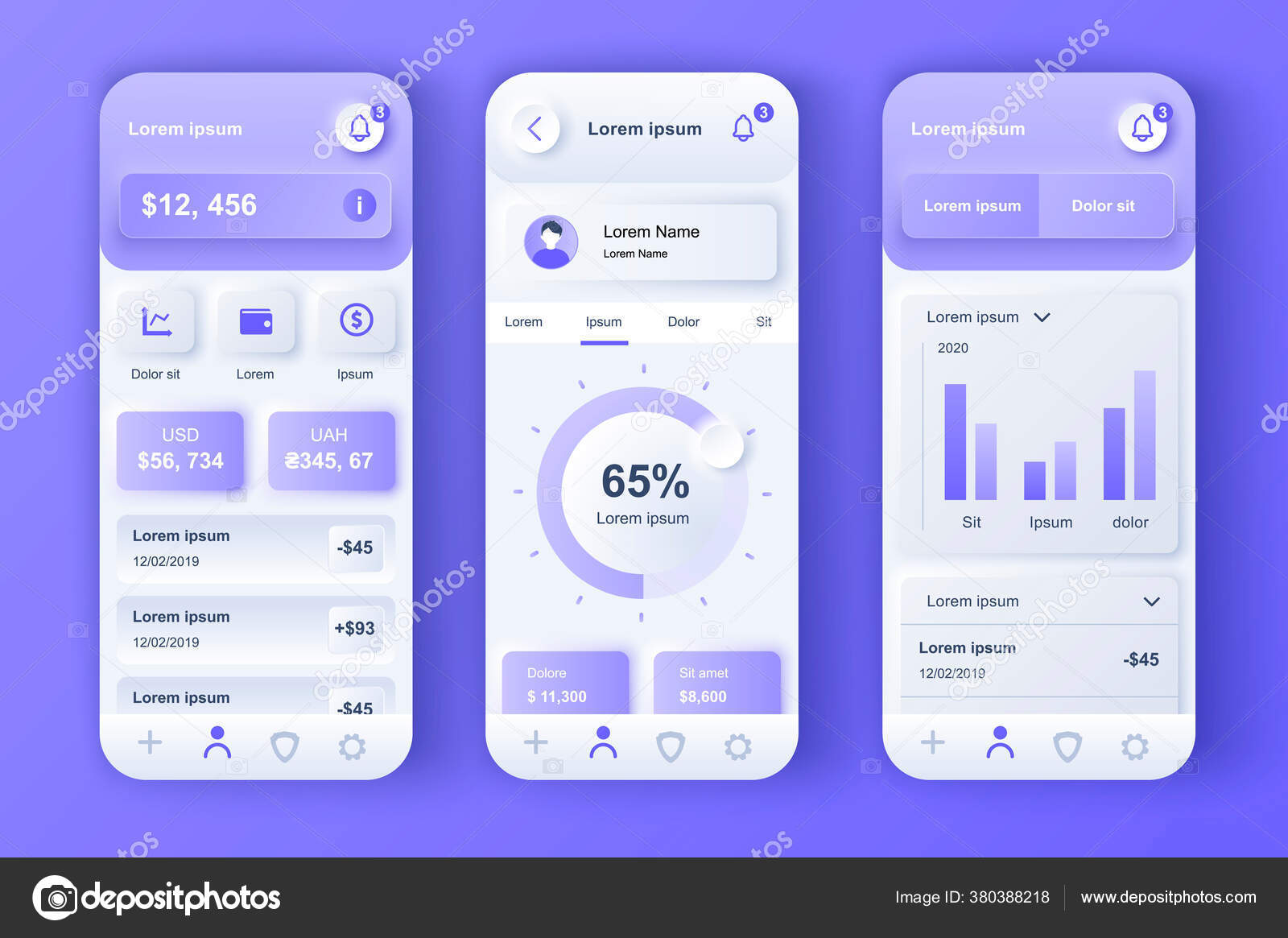 Finance Services Unique Neumorphic Design Kit Mobile App Credit Card ...