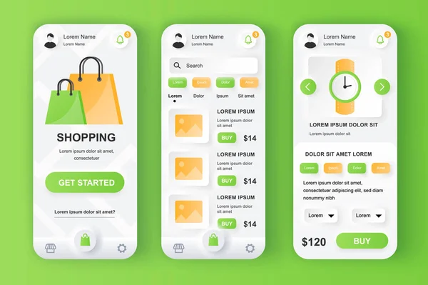 GUI elements for shopping mobile app. Shopping platform, product rating ...