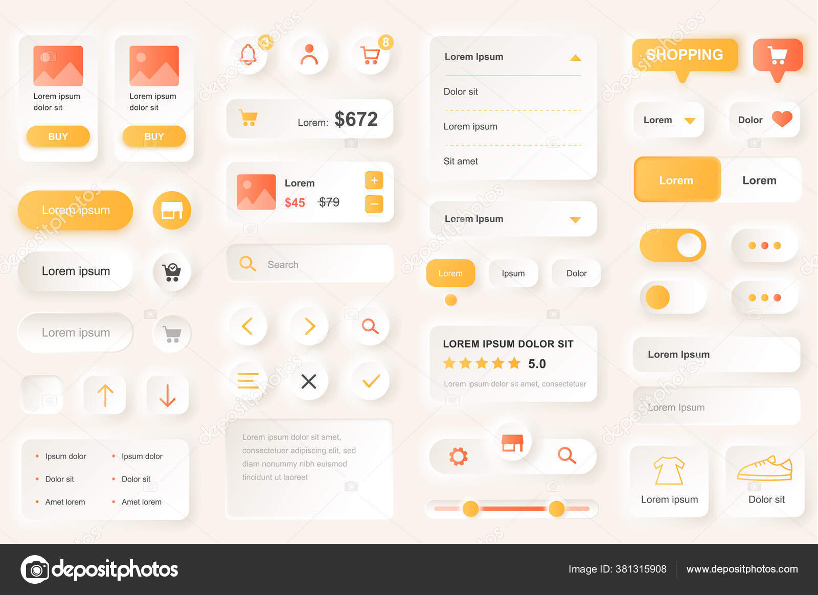 User Interface Elements Shopping Mobile App Shopping Platform ...