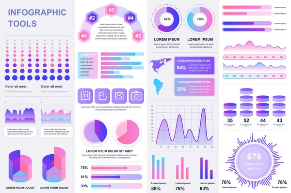 Bundle Infographic Kit Elements Different Charts Diagrams Workflow ...